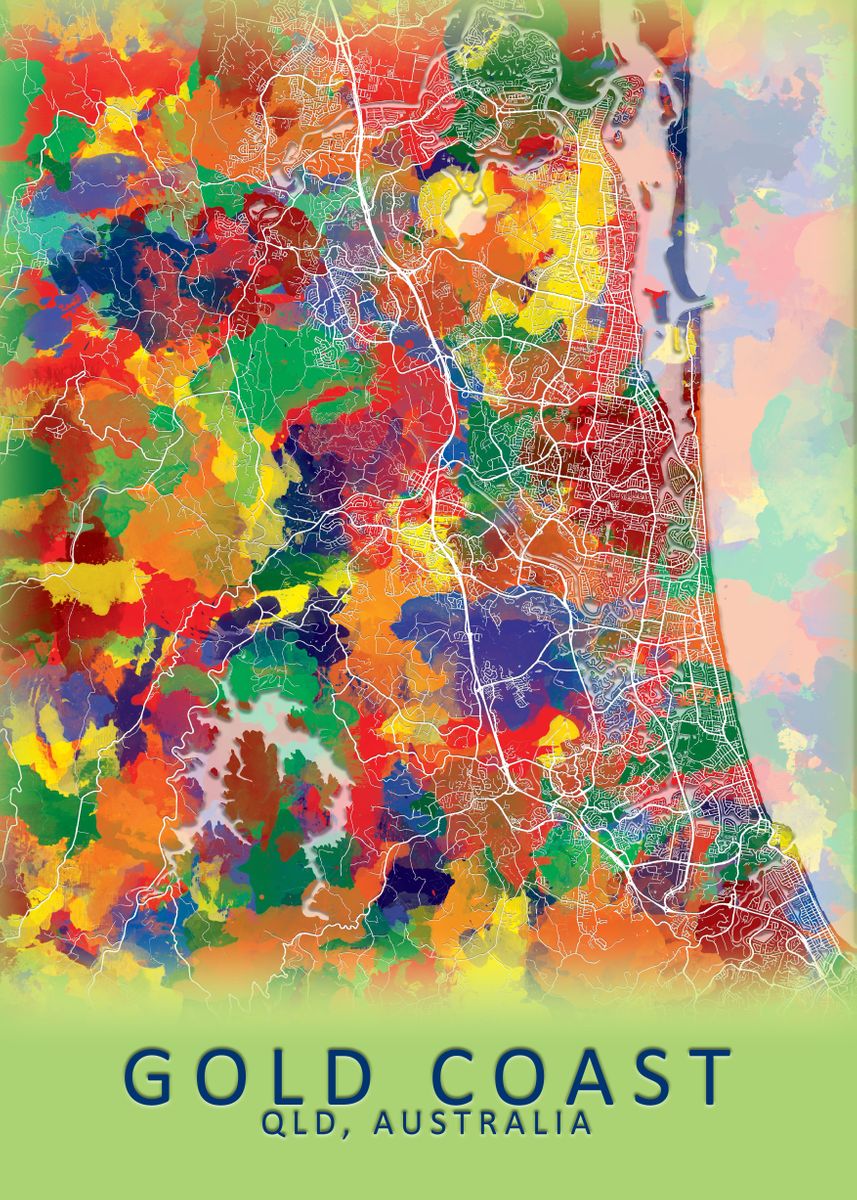 'Gold Coast Australia Map' Poster by City Map Art Prints | Displate