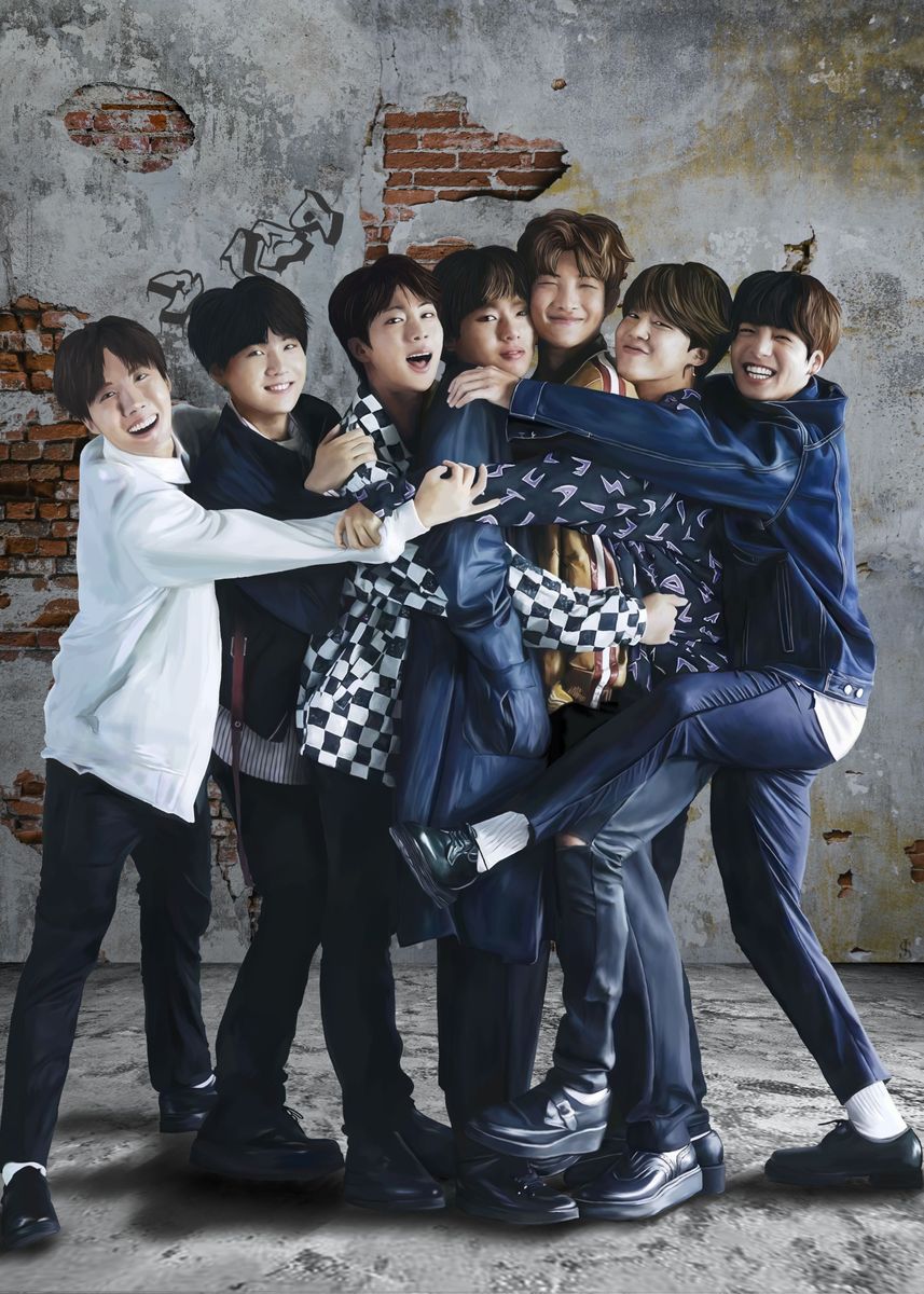 'BTS Hug Fanart' Poster, picture, metal print, paint by Jilliane Sparks ...