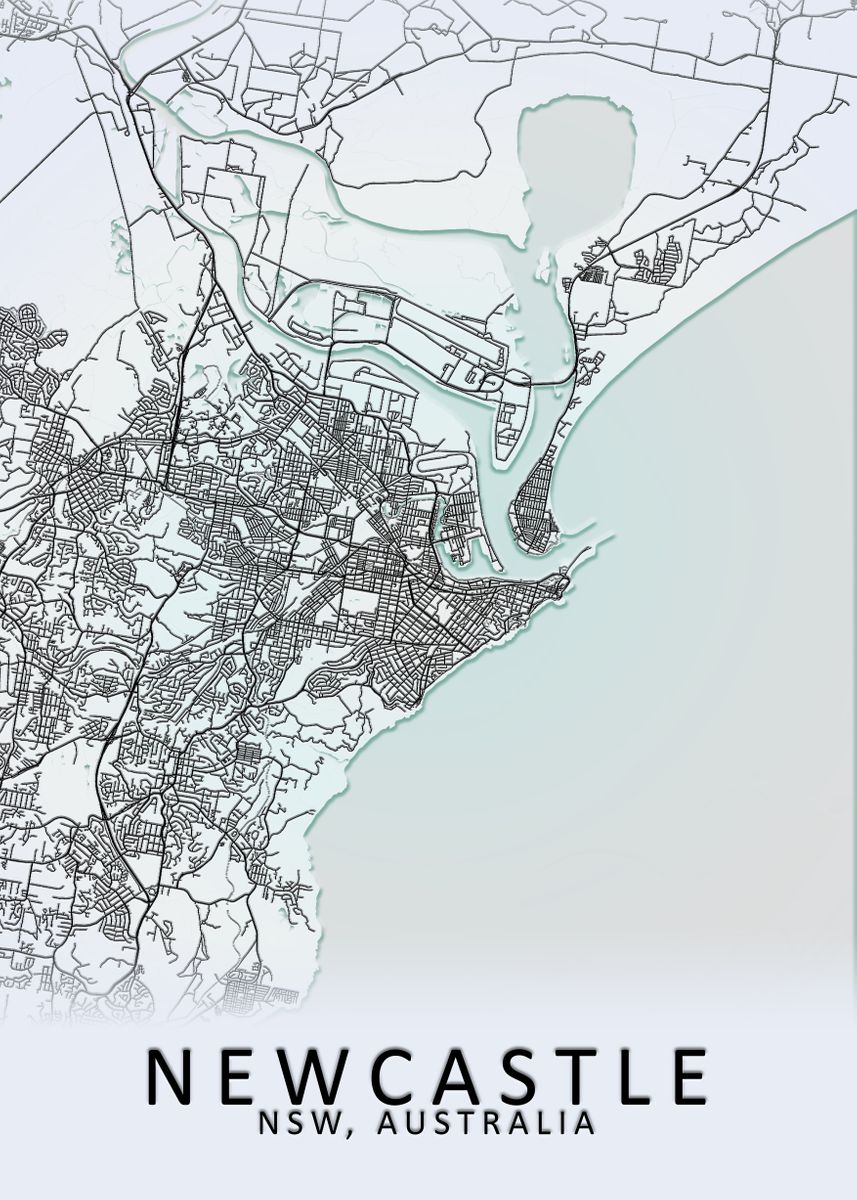 'Newcastle Australia Map' Poster, picture, metal print, paint by City ...