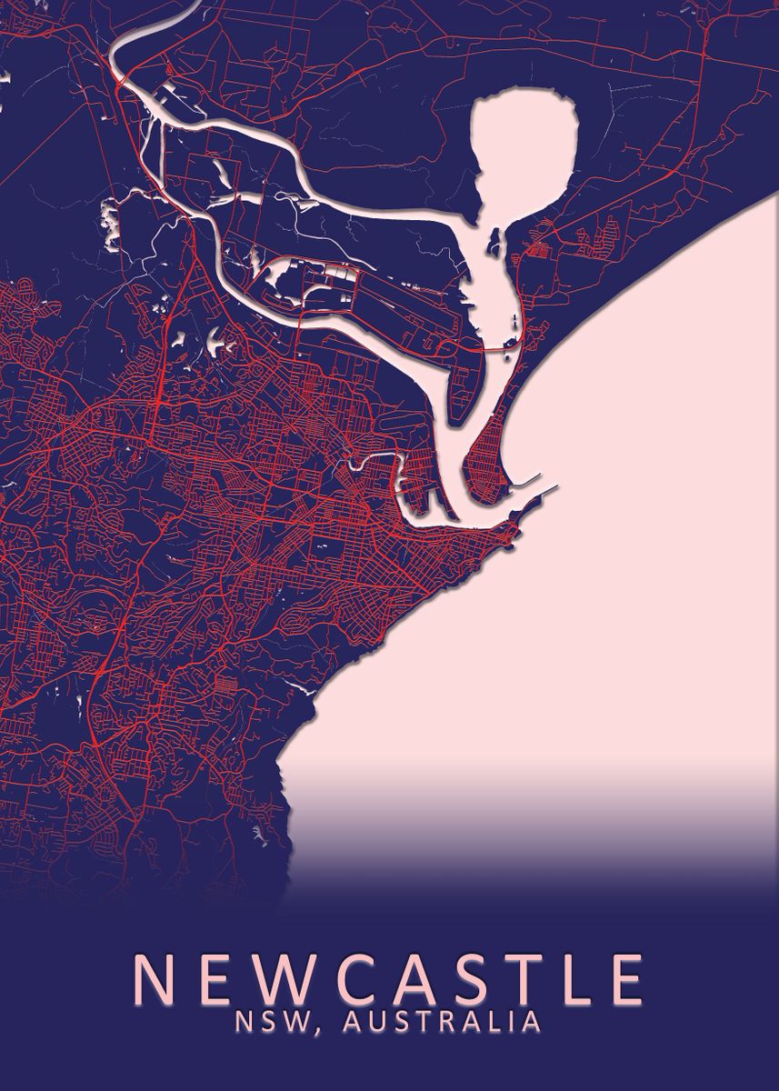 'Newcastle Australia Map' Poster by City Map Art Prints | Displate
