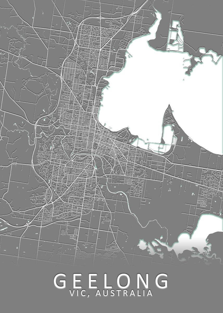 'Geelong Australia City Map' Poster, picture, metal print, paint by ...