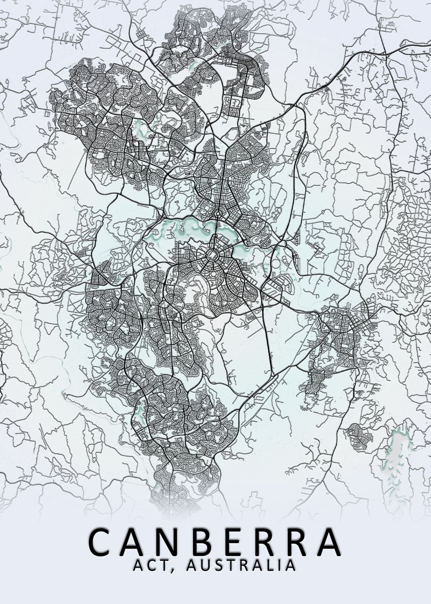 'Canberra Australia Map' Poster, picture, metal print, paint by City ...