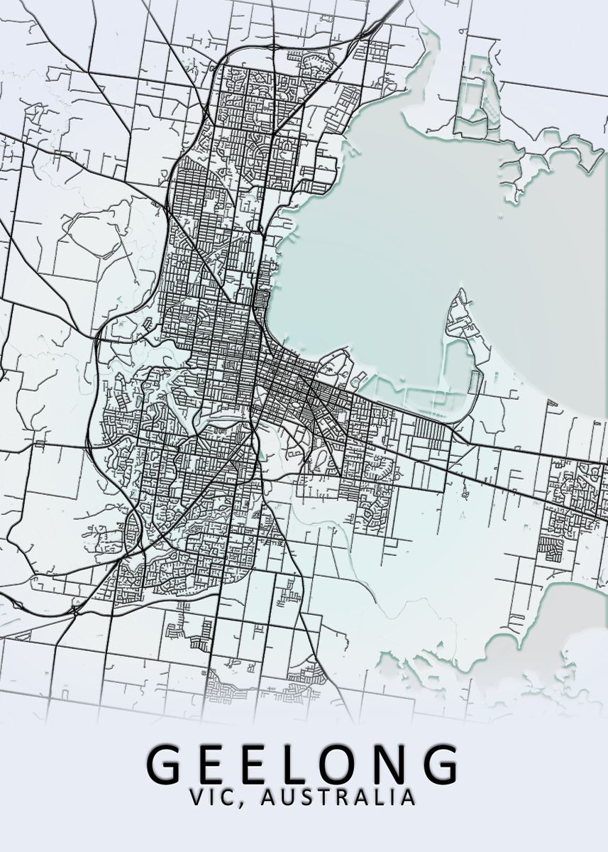 'Geelong Australia City Map' Poster by City Map Art Prints | Displate