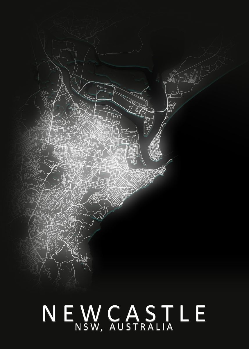'Newcastle Australia Map' Poster, picture, metal print, paint by City ...