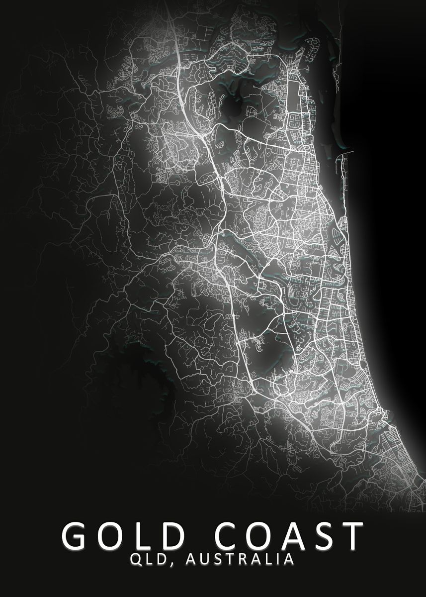 'Gold Coast Australia Map' Poster by City Map Art Prints | Displate