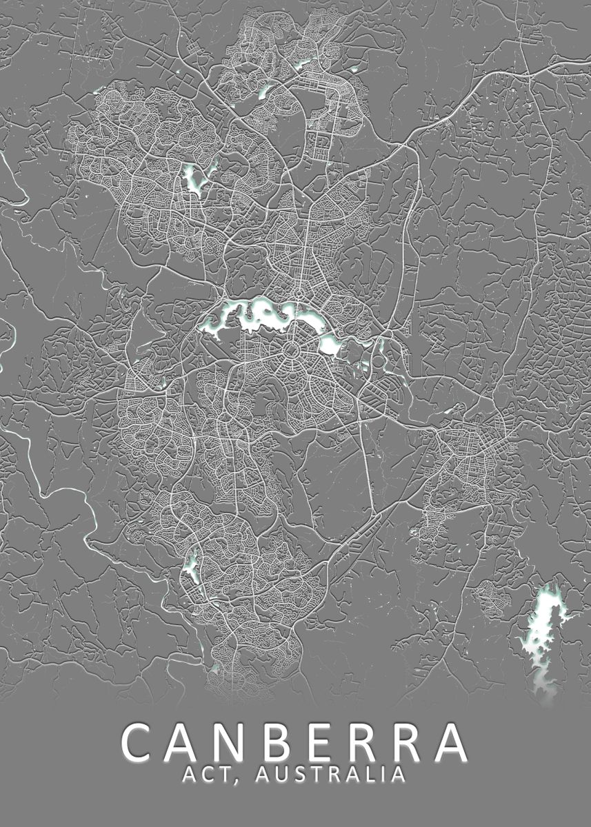 'Canberra Australia Map' Poster, picture, metal print, paint by City ...