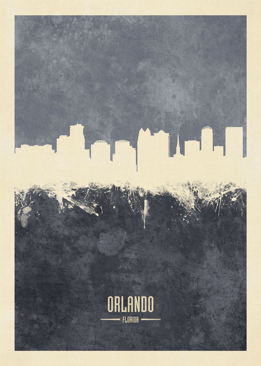 'Orlando Florida Skyline' Poster, picture, metal print, paint by ...