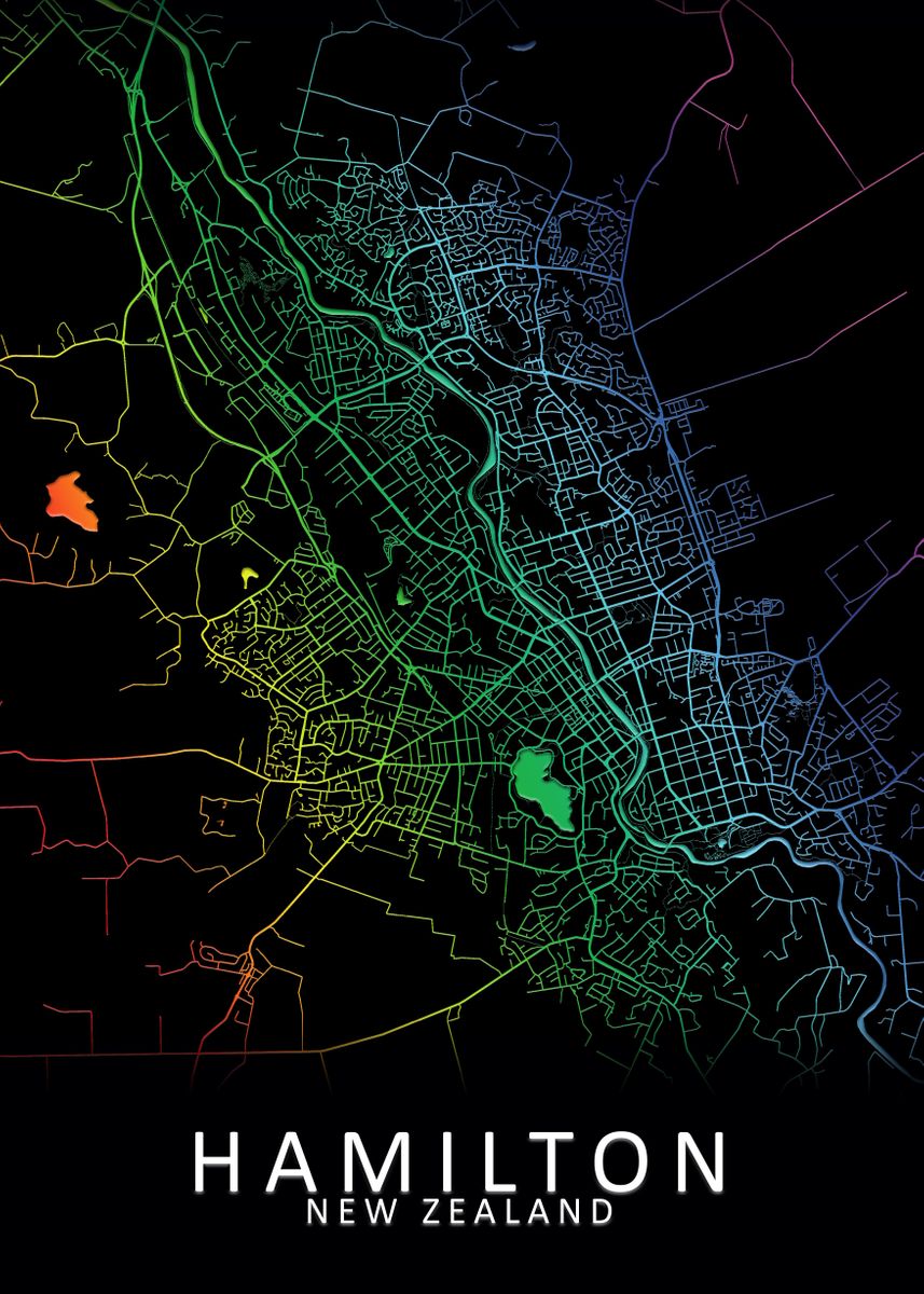 'Hamilton New Zealand Map' Poster by City Map Art Prints | Displate