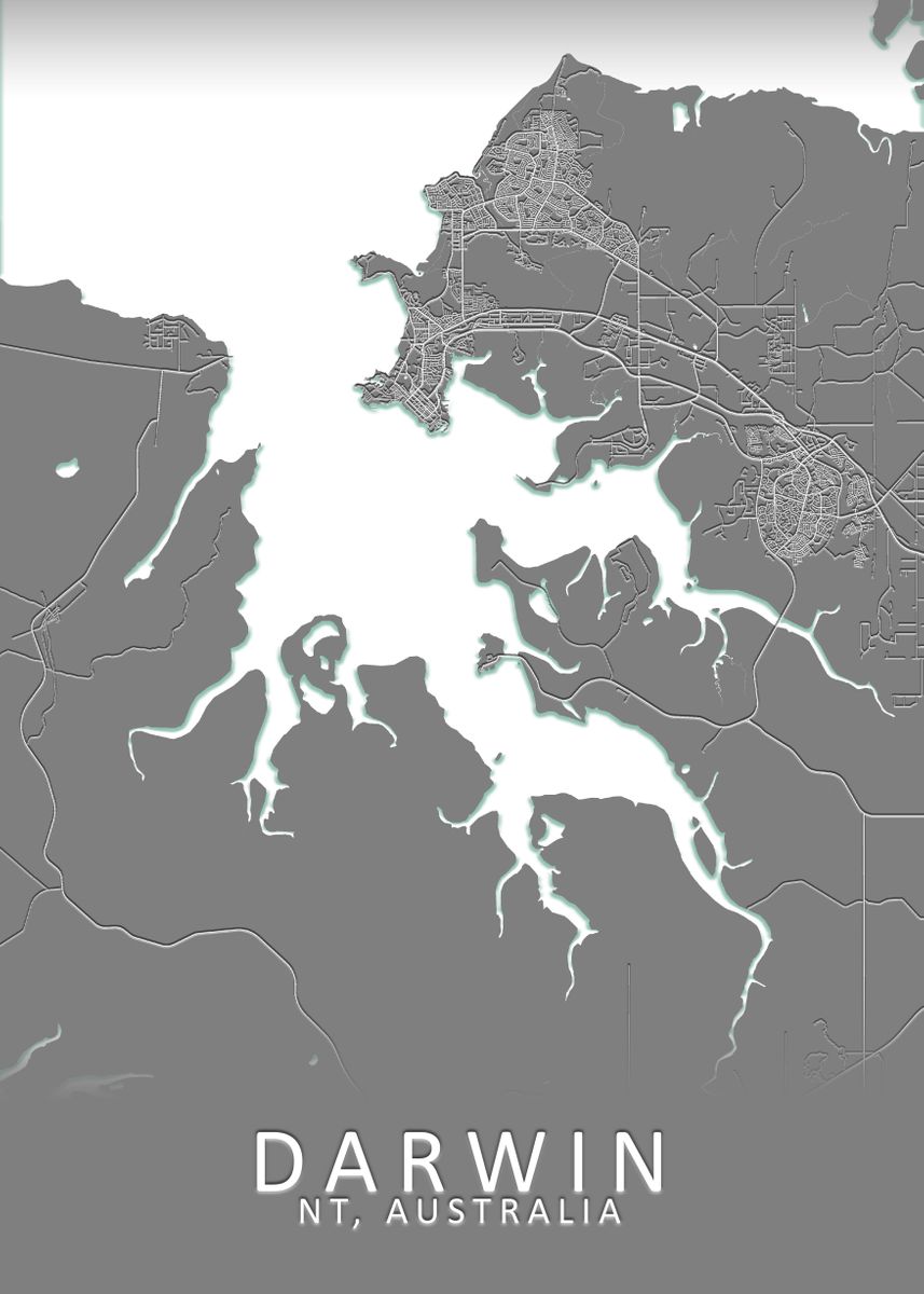 'Darwin Australia City Map' Poster, picture, metal print, paint by City ...