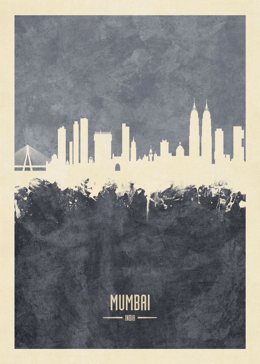 'Mumbai India Skyline' Poster, picture, metal print, paint by Michael ...