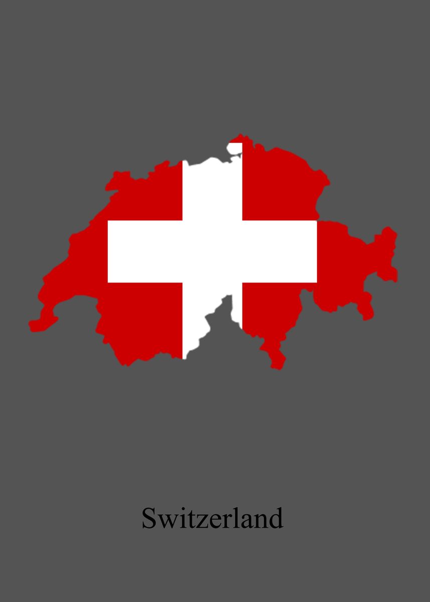 'Switzerland Map Flag' Poster, picture, metal print, paint by Rania ...