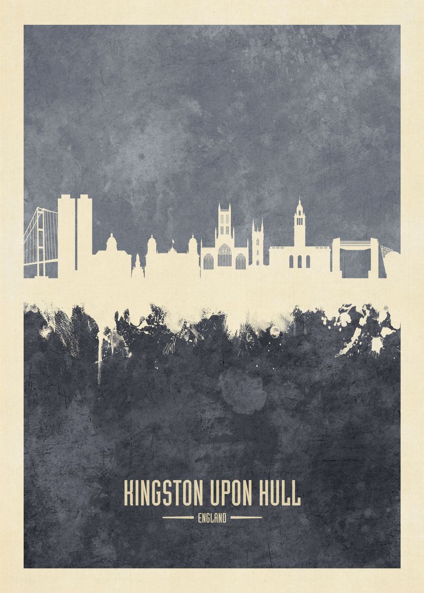 'Kingston upon Hull Skyline' Poster by Michael Tompsett | Displate