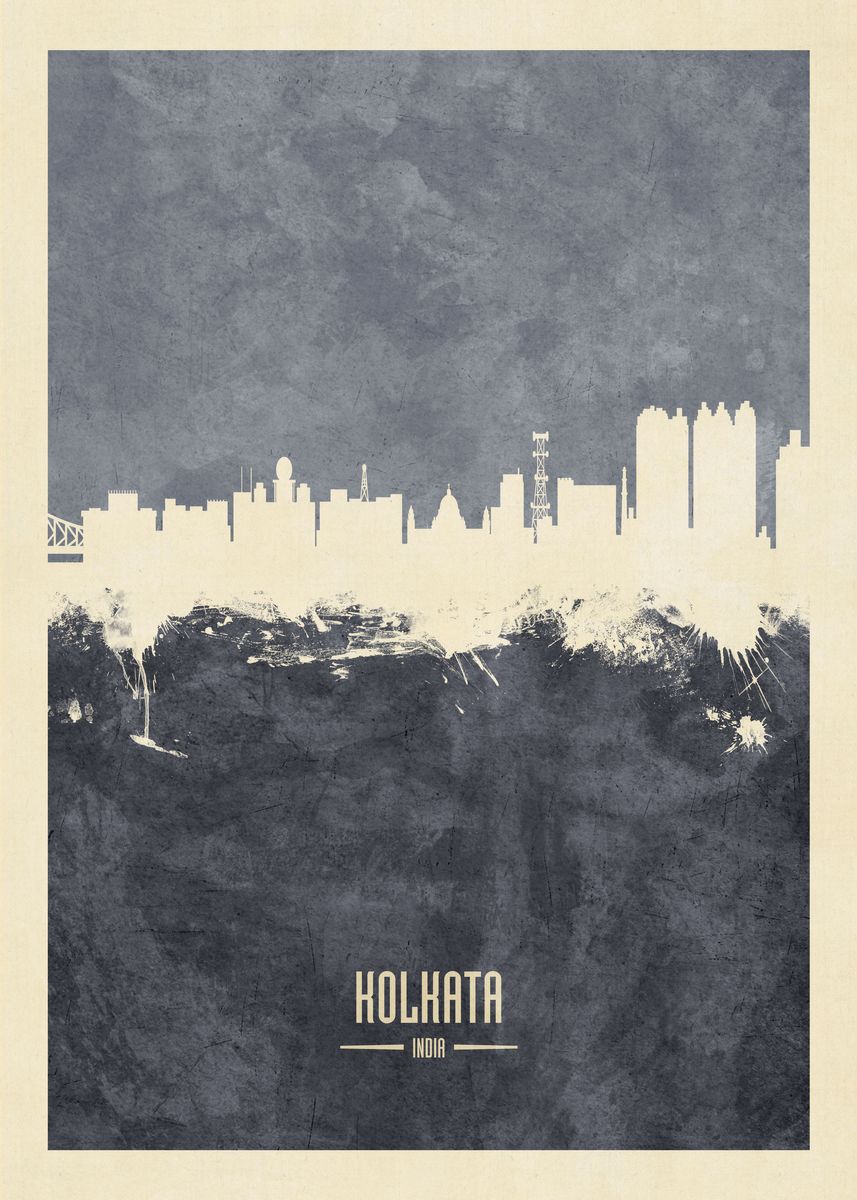 'Kolkata India Skyline' Poster, picture, metal print, paint by Michael ...