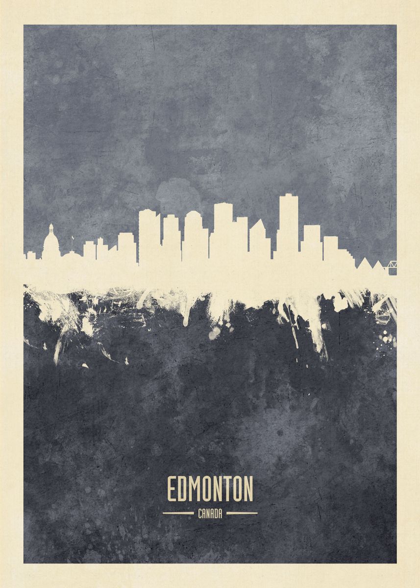 'Edmonton Canada Skyline' Poster by Michael Tompsett | Displate