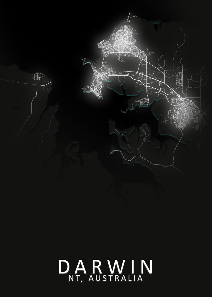 'Darwin Australia City Map' Poster, picture, metal print, paint by City ...
