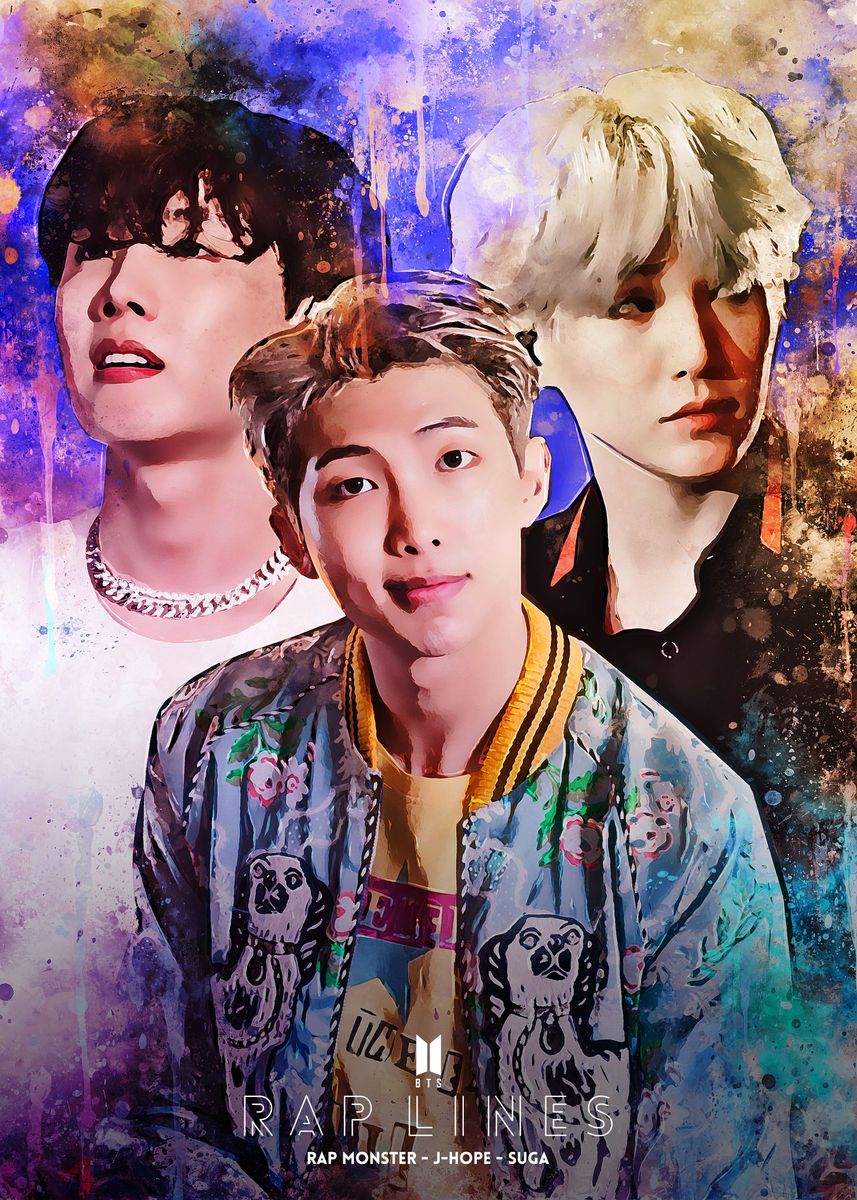 'BTS Rap Lines' Poster, picture, metal print, paint by Andi Permana ...