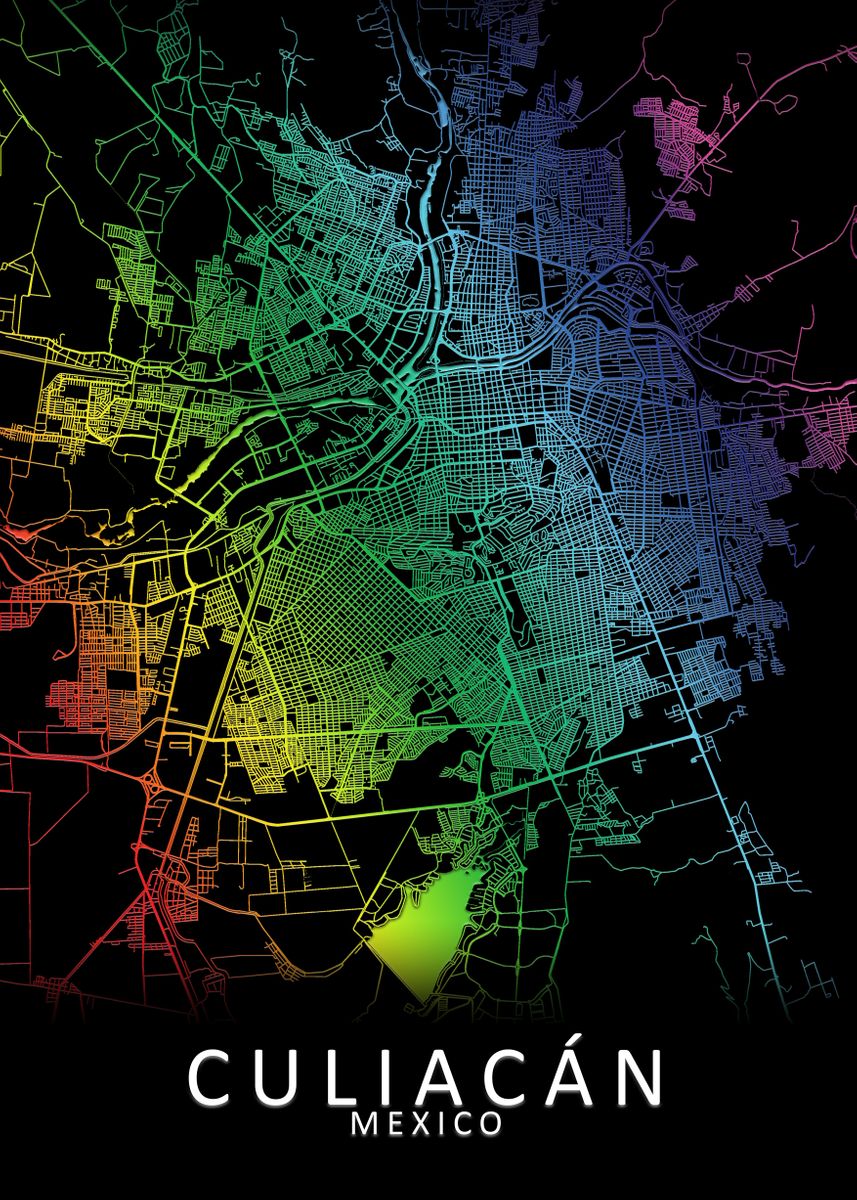 'Culiacan Mexico City Map' Poster, picture, metal print, paint by City ...