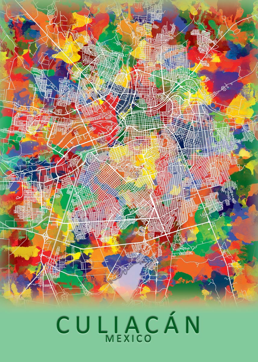 'Culiacan Mexico City Map' Poster, picture, metal print, paint by City ...