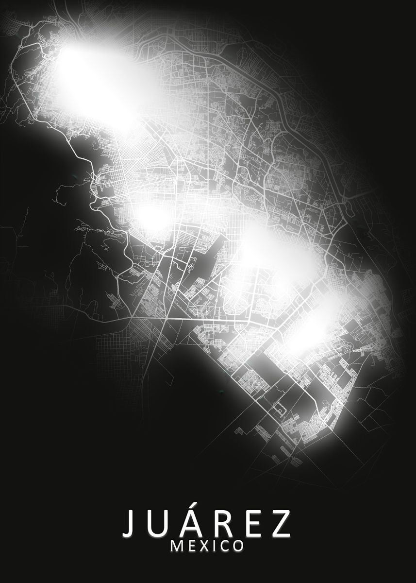 'Juarez Mexico City Map' Poster, picture, metal print, paint by City ...