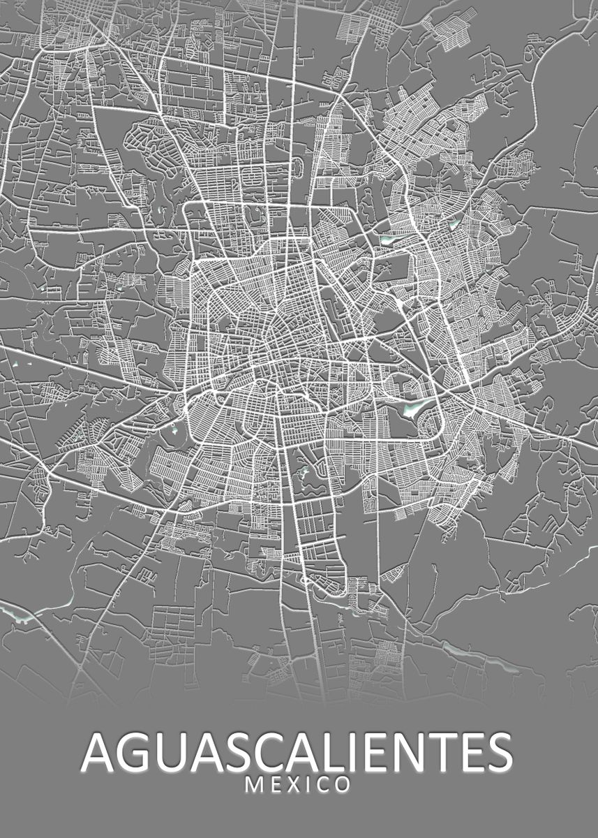 'Aguascalientes Mexico Map' Poster, picture, metal print, paint by City ...