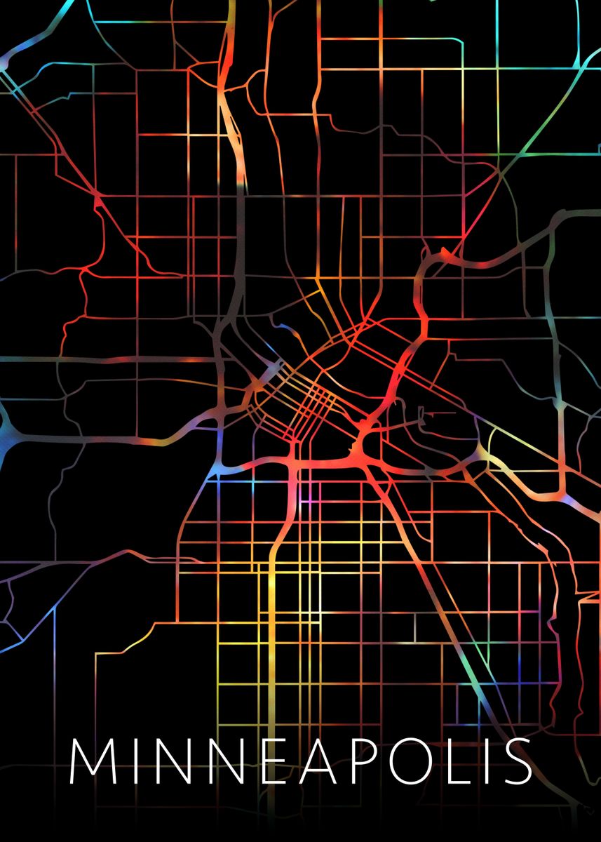 'Minneapolis Minnesota Map' Poster, picture, metal print, paint by ...