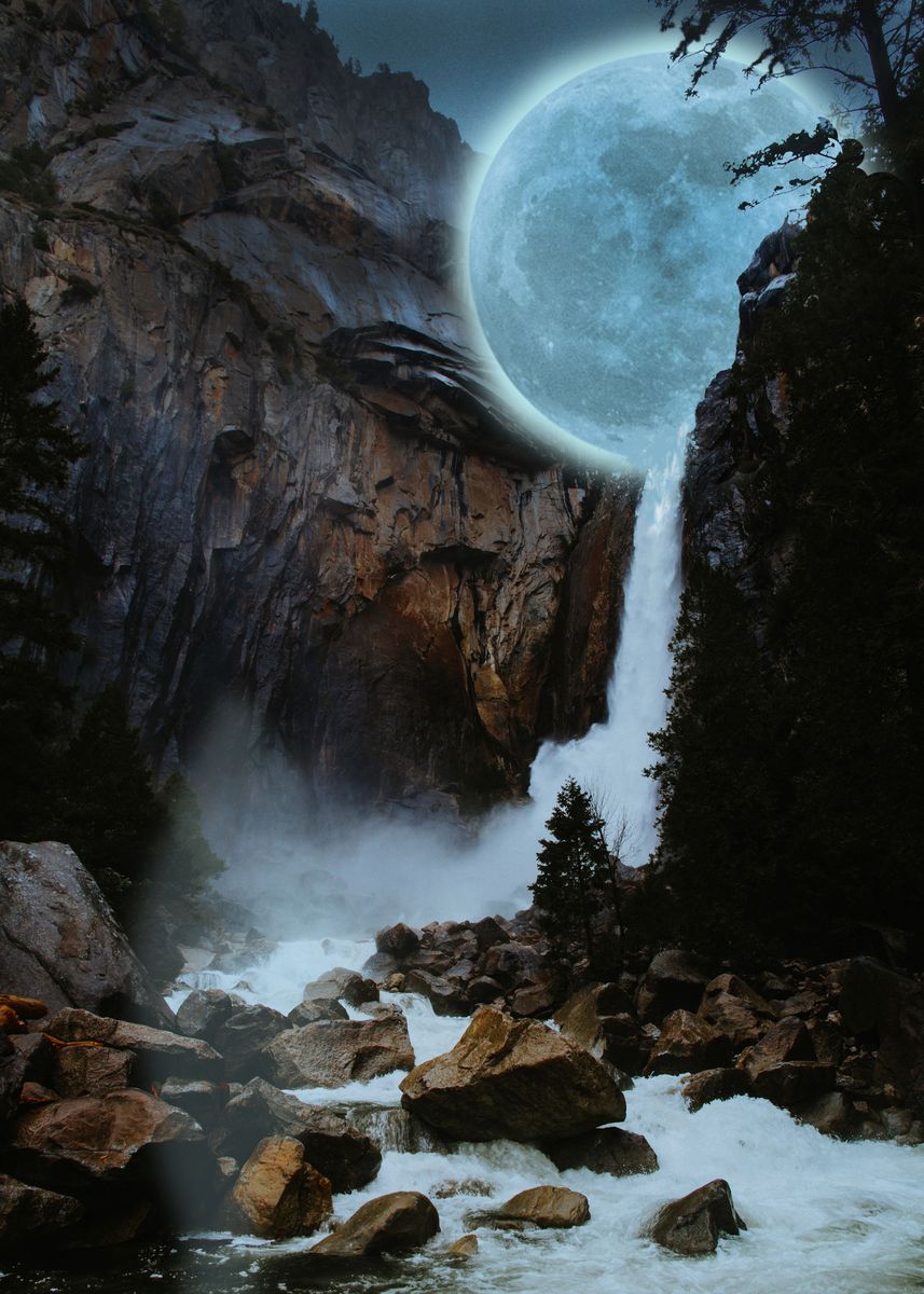 'Moonlight Falls' Poster by David Loblaw | Displate