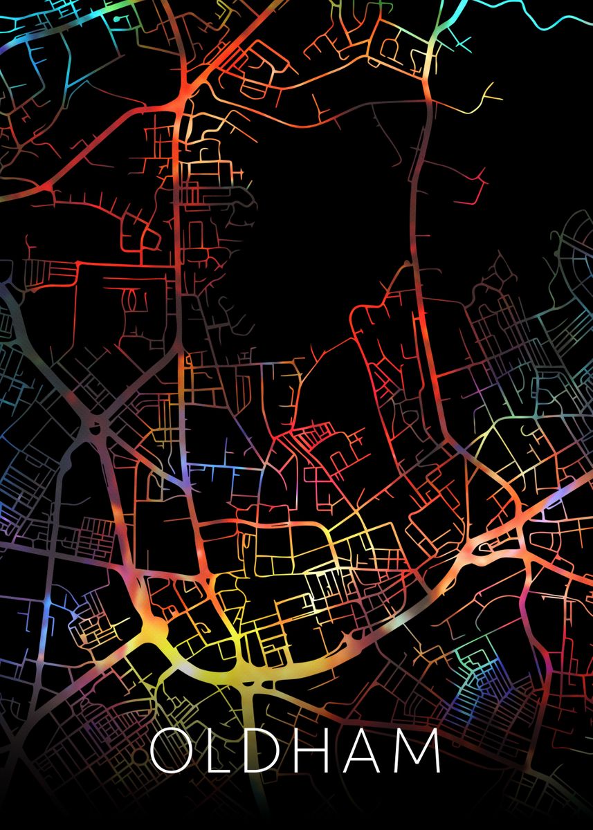 'Oldham Watercolor Map' Poster by Design Turnpike | Displate
