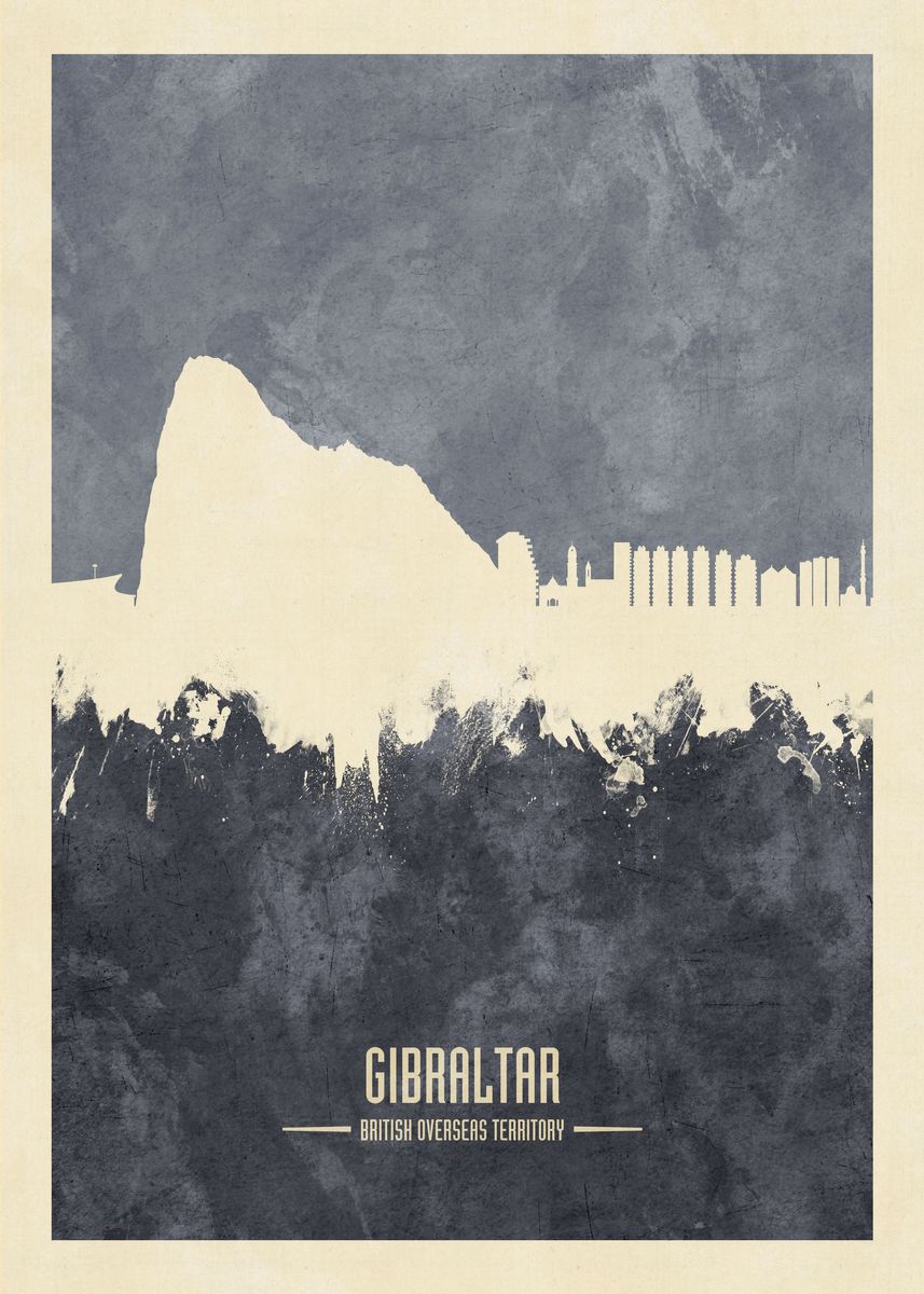 'Gibraltar Skyline' Poster, picture, metal print, paint by Michael ...