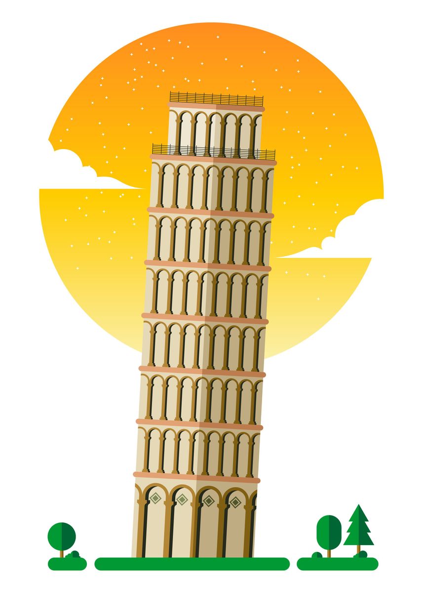 'Pissa Tower' Poster, picture, metal print, paint by Yusuf Dedi Wijaya ...