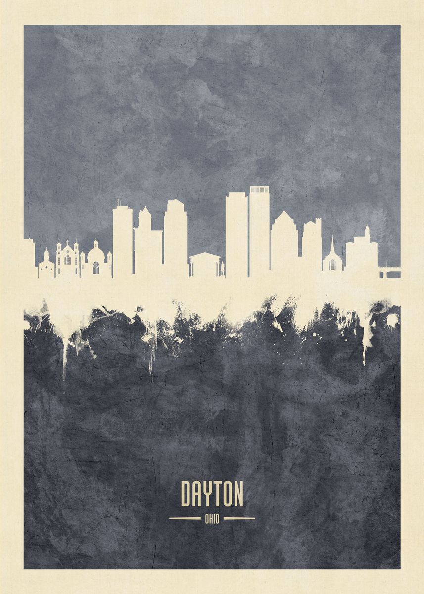 'Dayton Ohio Skyline' Poster, picture, metal print, paint by Michael ...