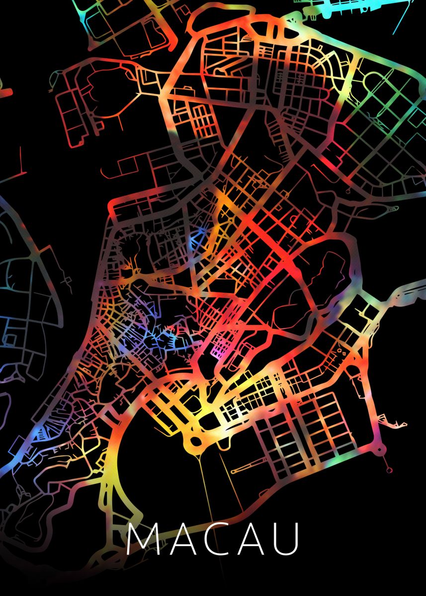 'Macau Watercolor City Map' Poster by Design Turnpike | Displate