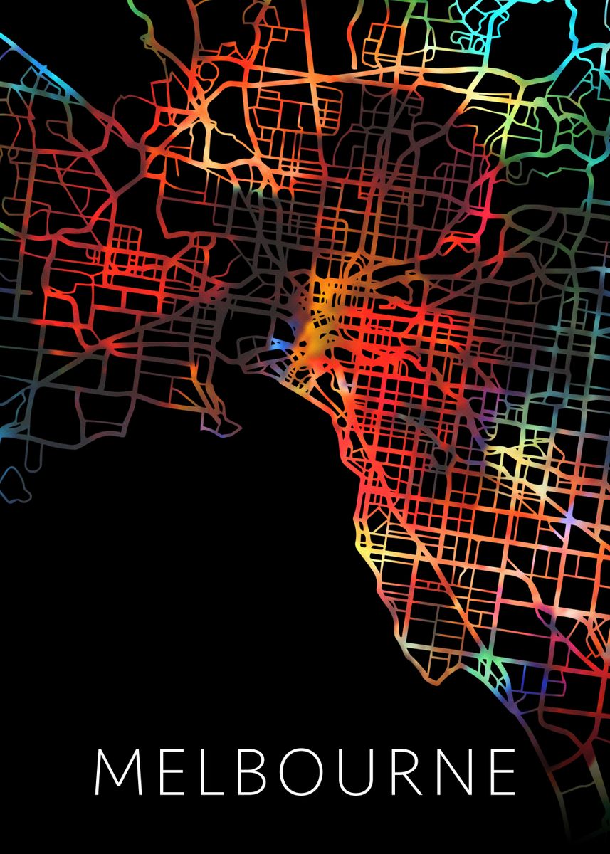 'Melbourne Australia Map' Poster, picture, metal print, paint by Design ...