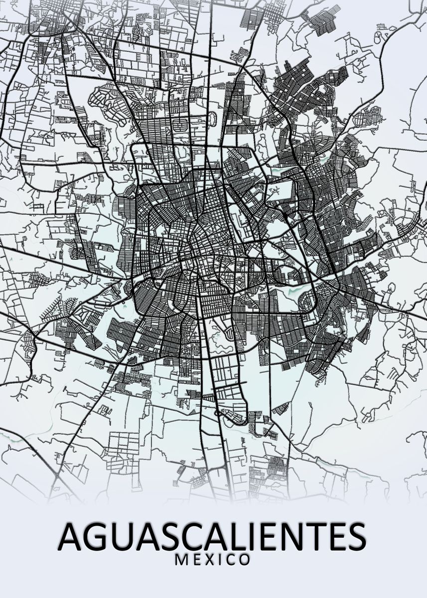 'Aguascalientes Mexico Map' Poster, picture, metal print, paint by City ...