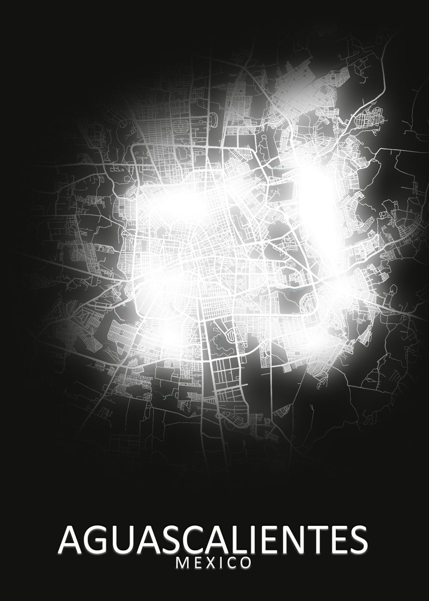 'Aguascalientes Mexico Map' Poster by City Map Art Prints | Displate