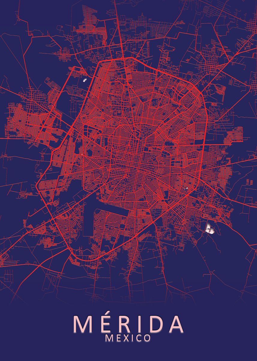 'Merida Mexico City Map' Poster by City Map Art Prints | Displate