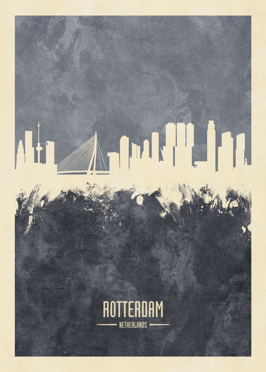 'Rotterdam Skyline' Poster, picture, metal print, paint by Michael ...