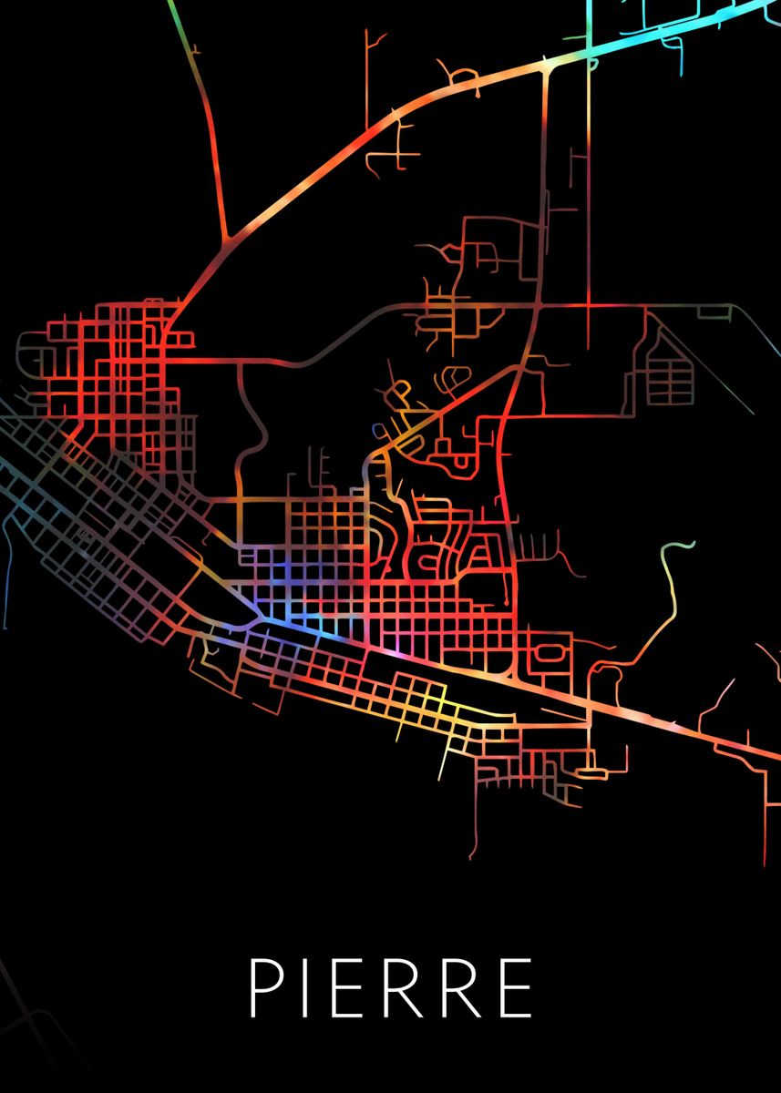 'Pierre South Dakota Map' Poster by Design Turnpike | Displate