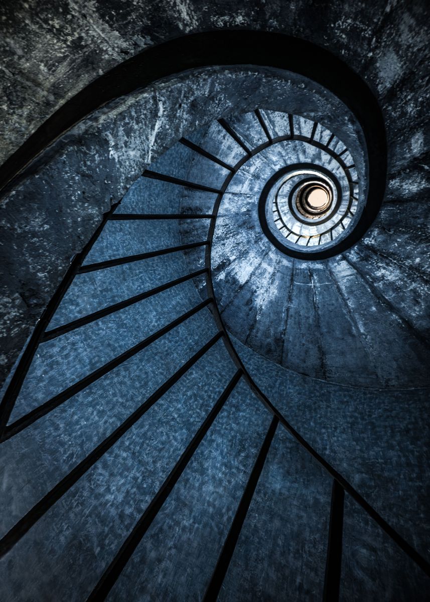 'Blue spiral staircase' Poster, picture, metal print, paint by Jaroslaw ...