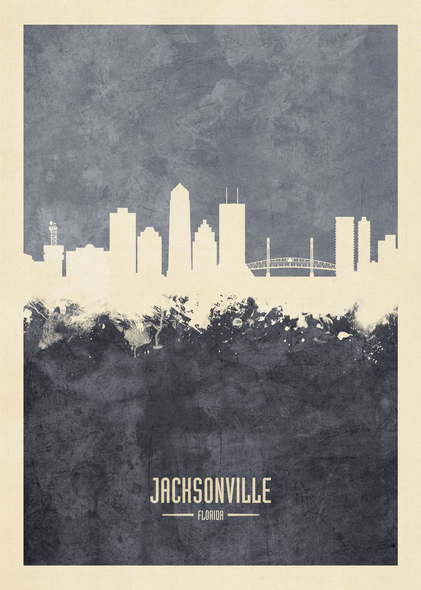 'Jacksonville Skyline' Poster by Michael Tompsett | Displate