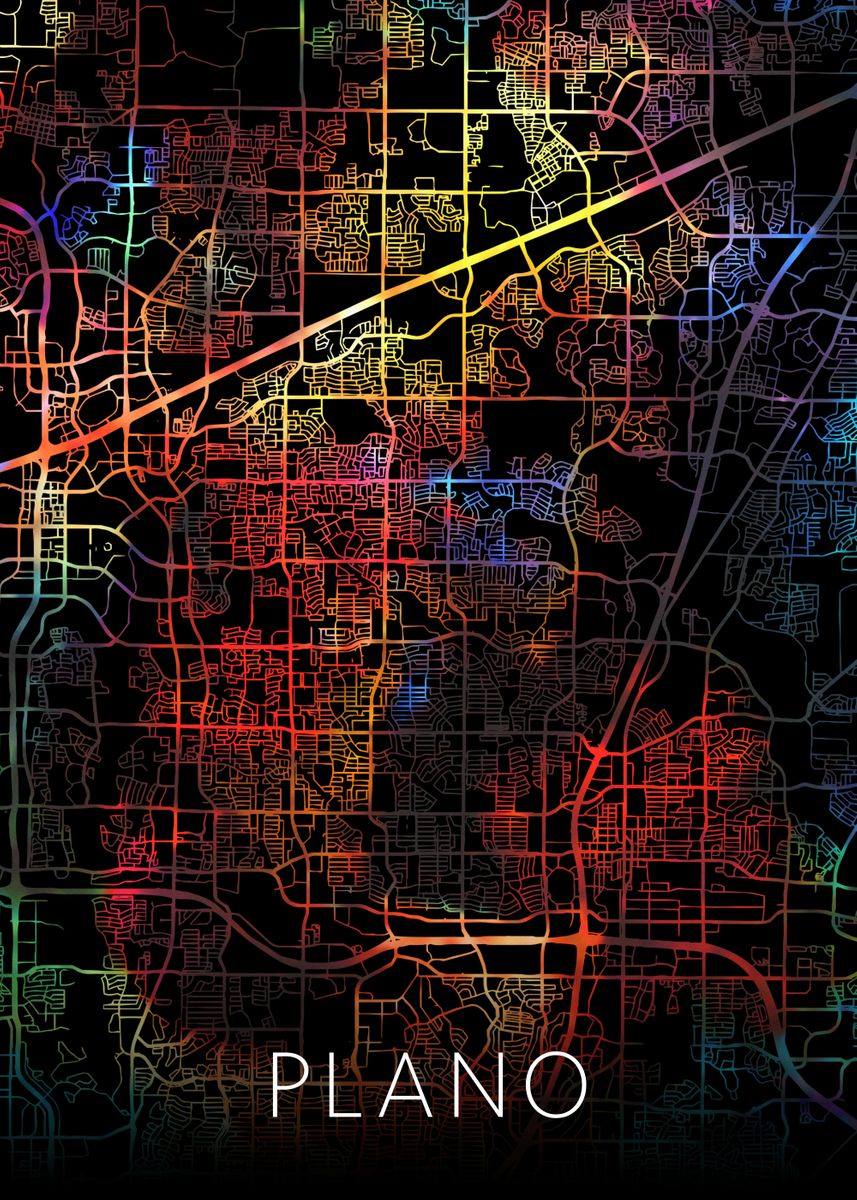 'Plano Texas Watercolor Map' Poster by Design Turnpike | Displate