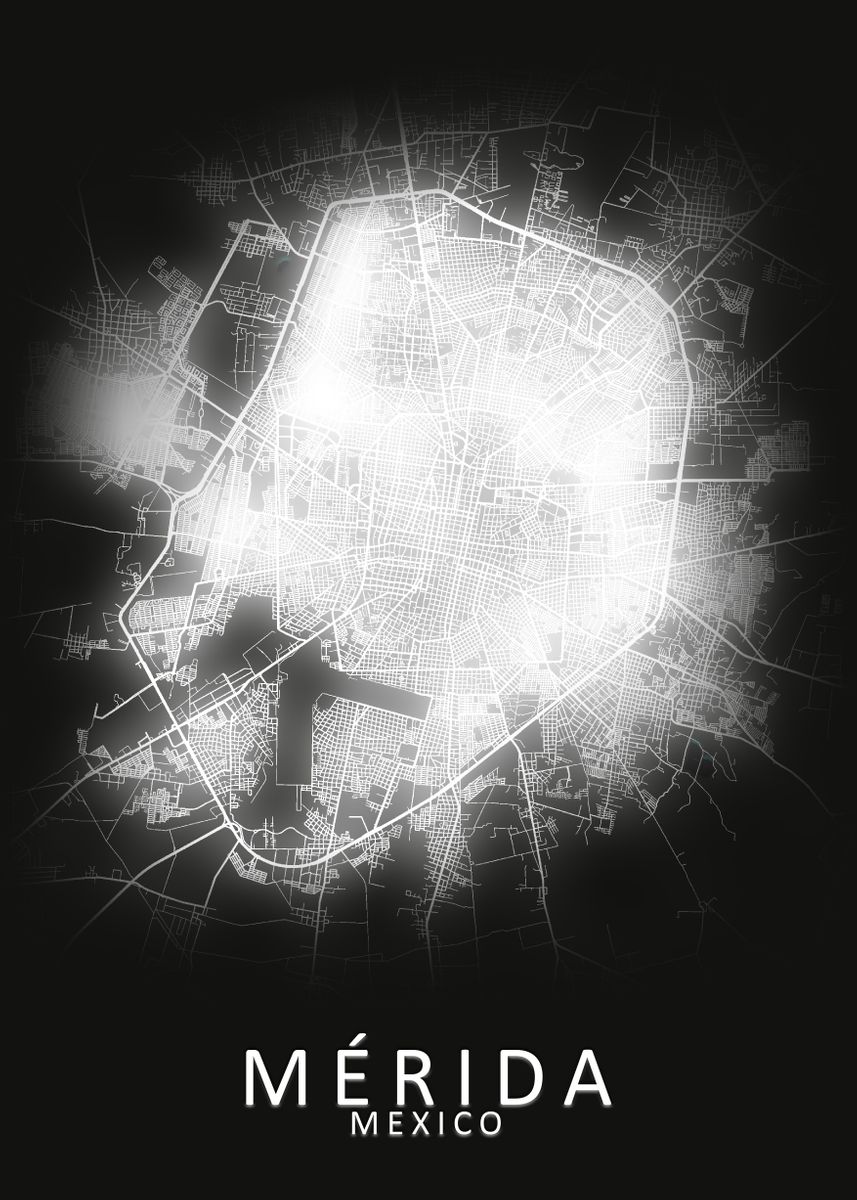 'Merida Mexico City Map' Poster, picture, metal print, paint by City ...