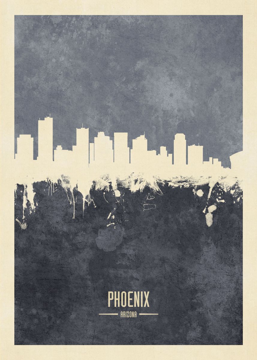 'Phoenix Arizona Skyline' Poster, picture, metal print, paint by ...