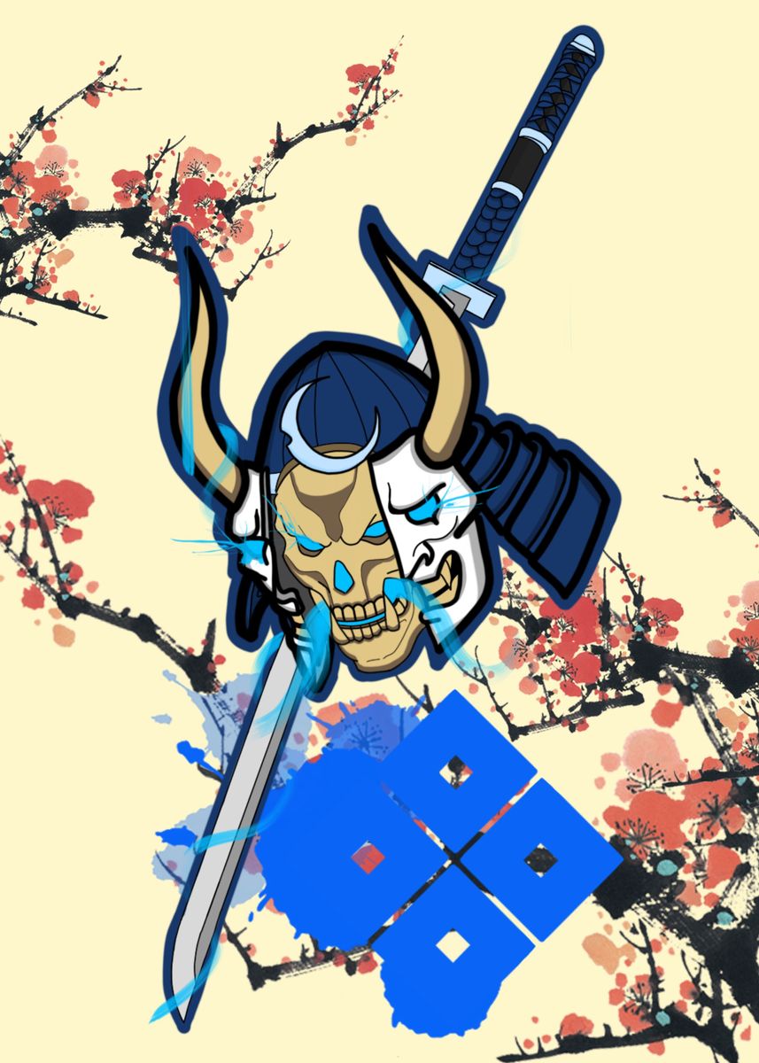 'Blue Samurai' Poster, picture, metal print, paint by furakura | Displate