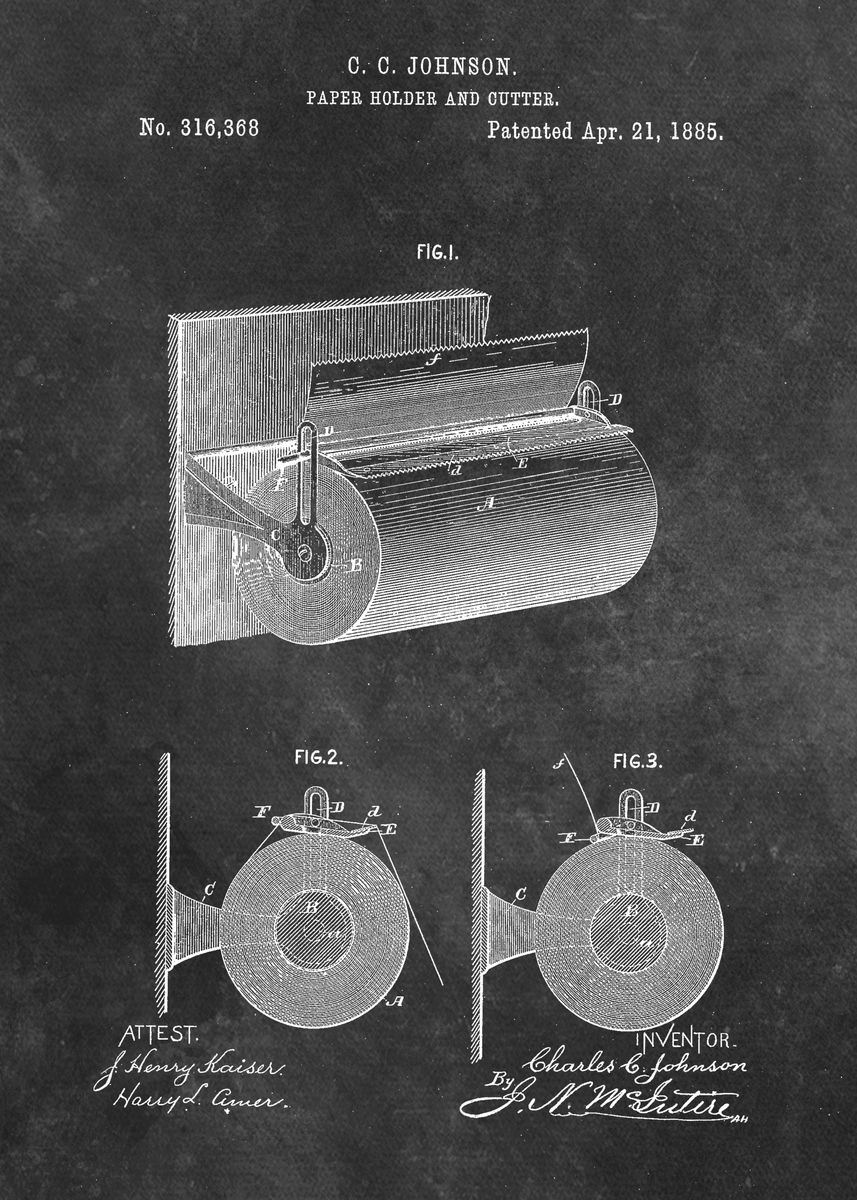 'patent Johnson paper holde' Poster, picture, metal print, paint by ...