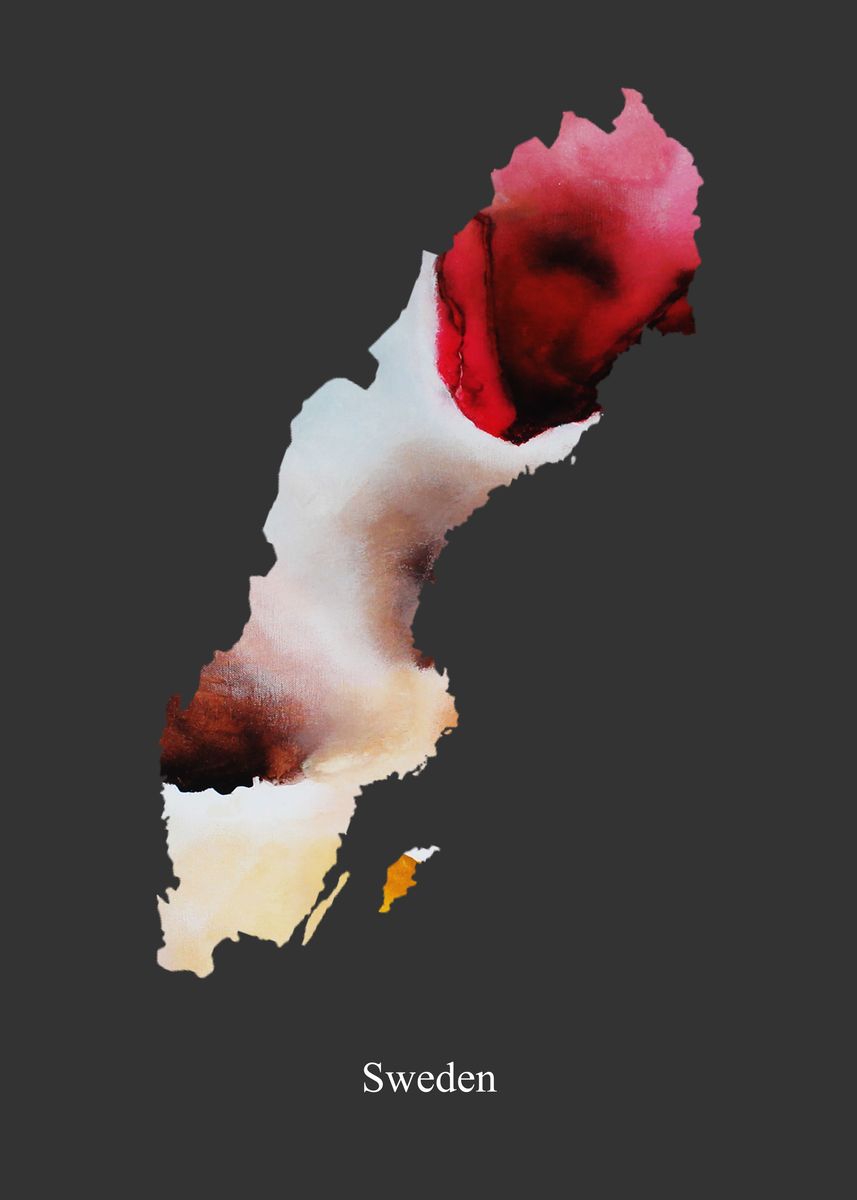 'Sweden Map Colourful' Poster by Rania | Displate