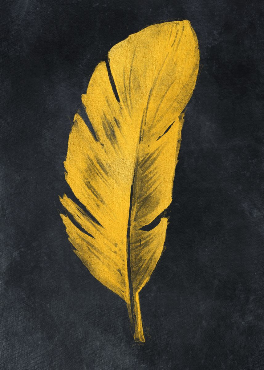 'Gold feather' Poster, picture, metal print, paint by Lion Mixart ...