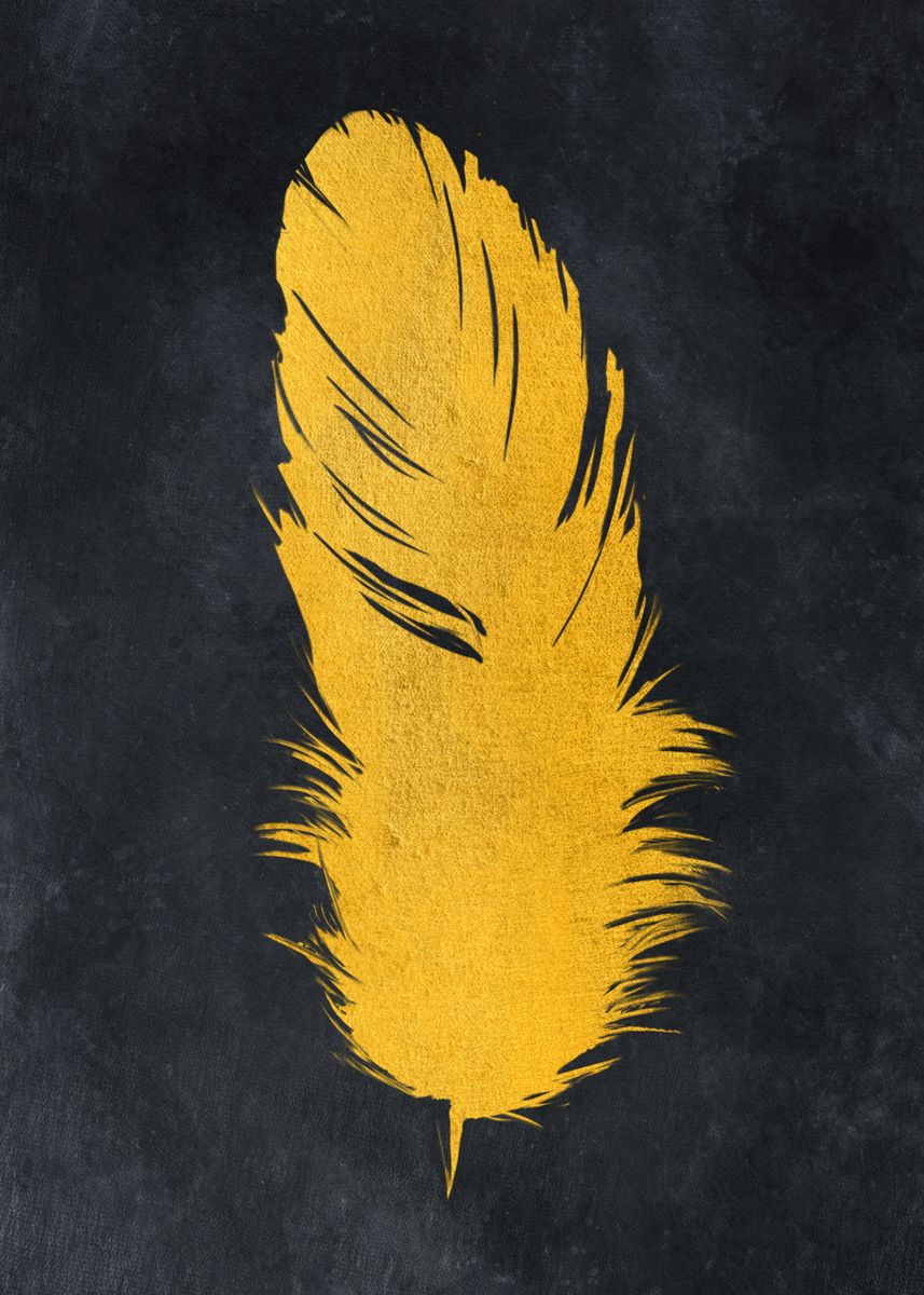 'Gold feather' Poster, picture, metal print, paint by Lion Mixart ...
