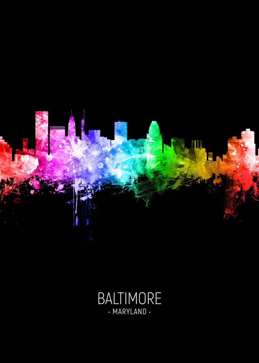 'Baltimore Maryland Skyline' Poster, picture, metal print, paint by ...