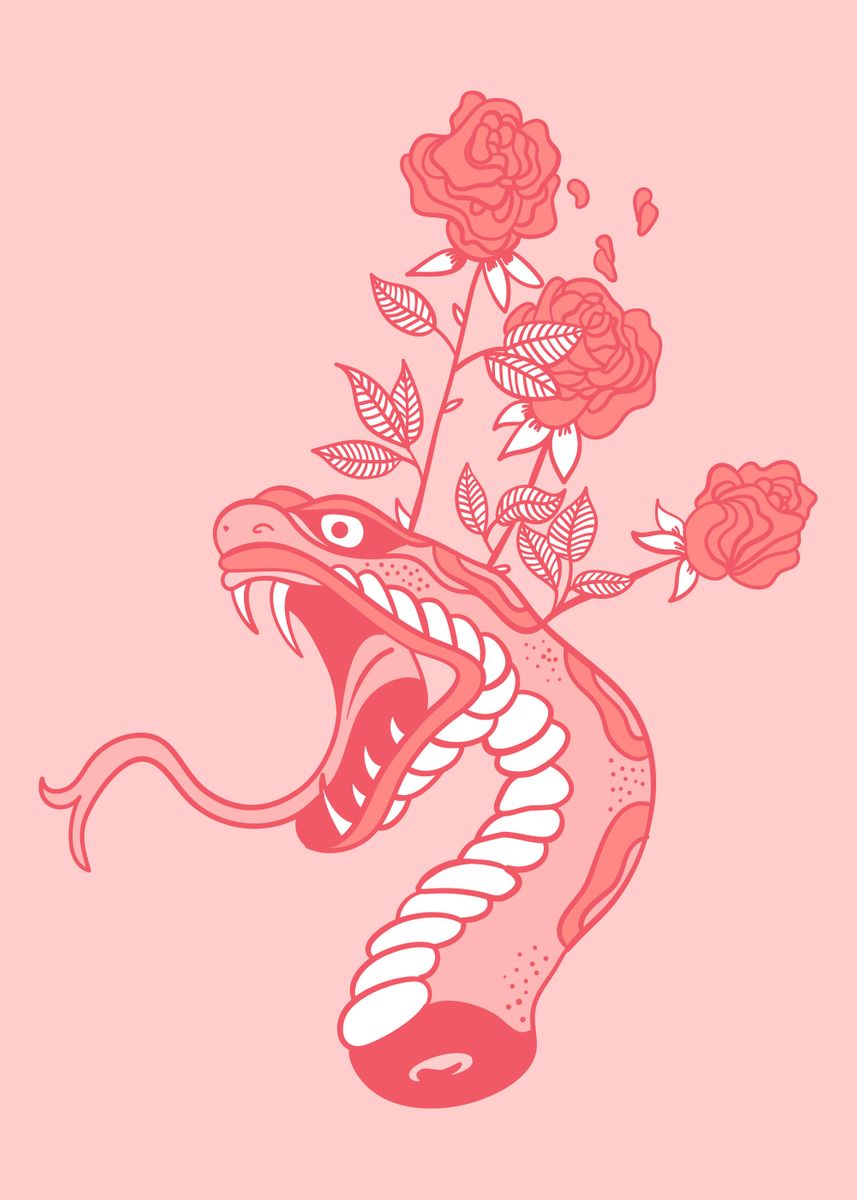 'Snake' Poster, picture, metal print, paint by Yak Yak | Displate