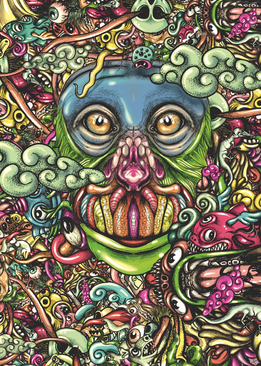 'Ape Doodles' Poster, picture, metal print, paint by Fake Face | Displate